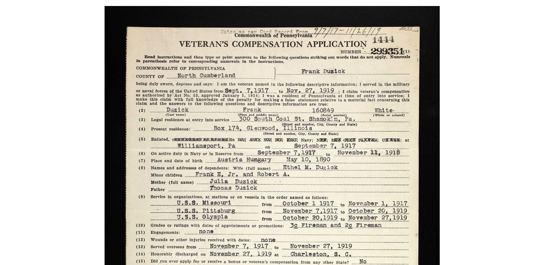 Frank Duzick – The Dusick Family