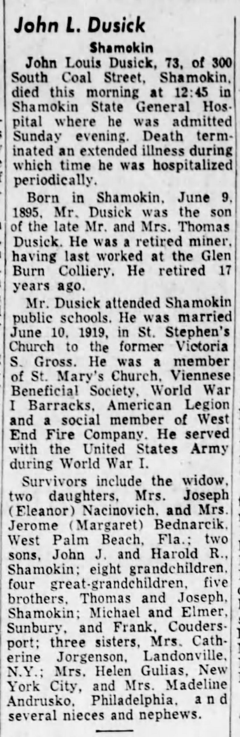 John Lewis Dusick – The Dusick Family